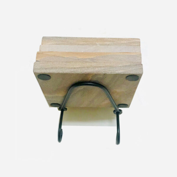 Black Metal Coaster Holder. Adjustable back slider. Holds 6.